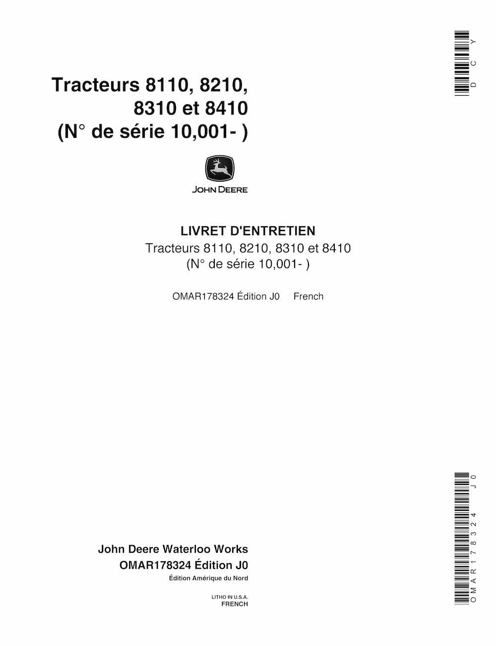 John Deere 8110, 8210, 8310, 8410 tractor manual del operador pdf FR