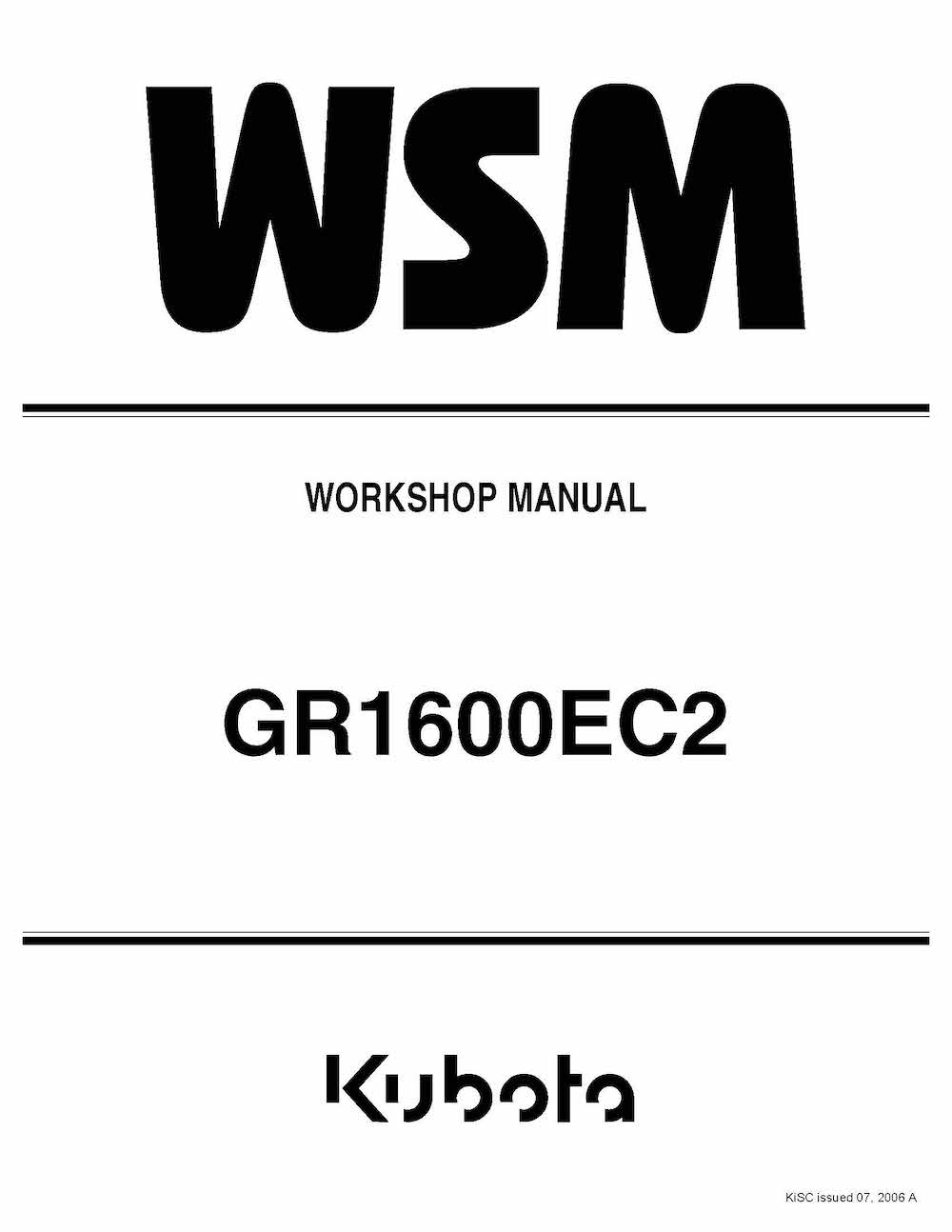 Kubota GR1600EC2 tractor pdf workshop manual