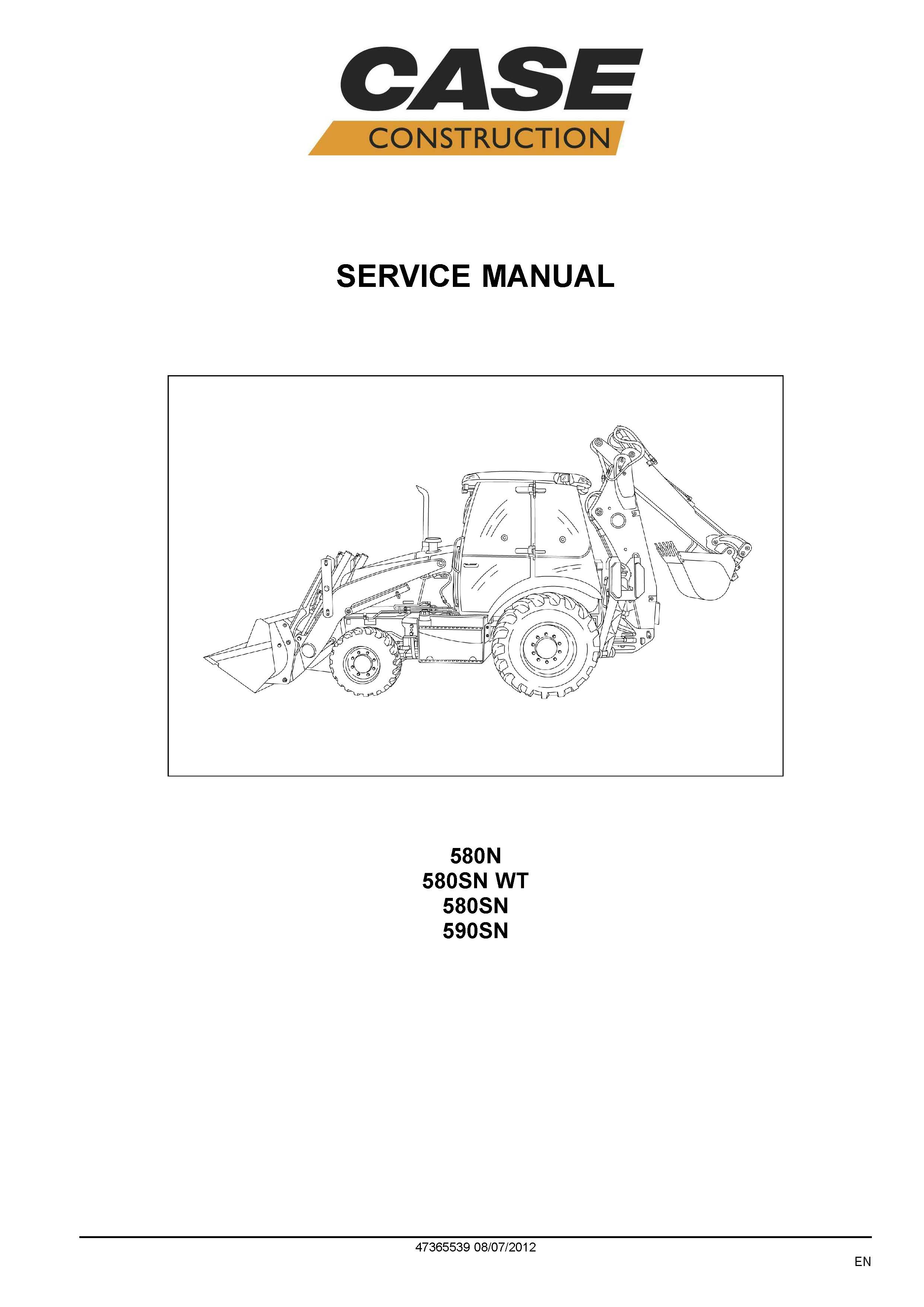 Case 580N, 580SN, 590SN Tier 3 backhoe loader pdf service manual