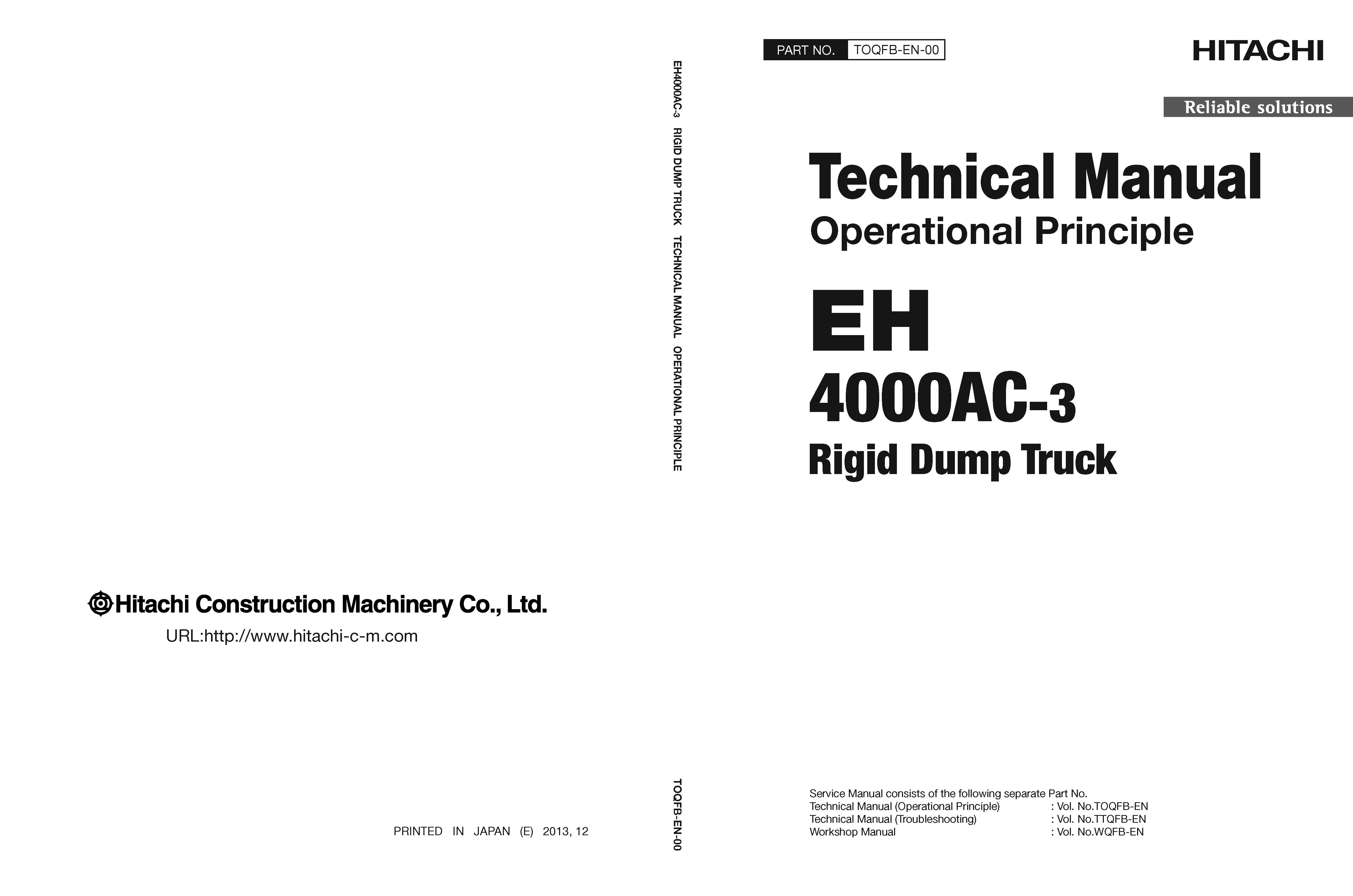 Hitachi EH 4000AC-3 dump truck pdf operational principle technical manual