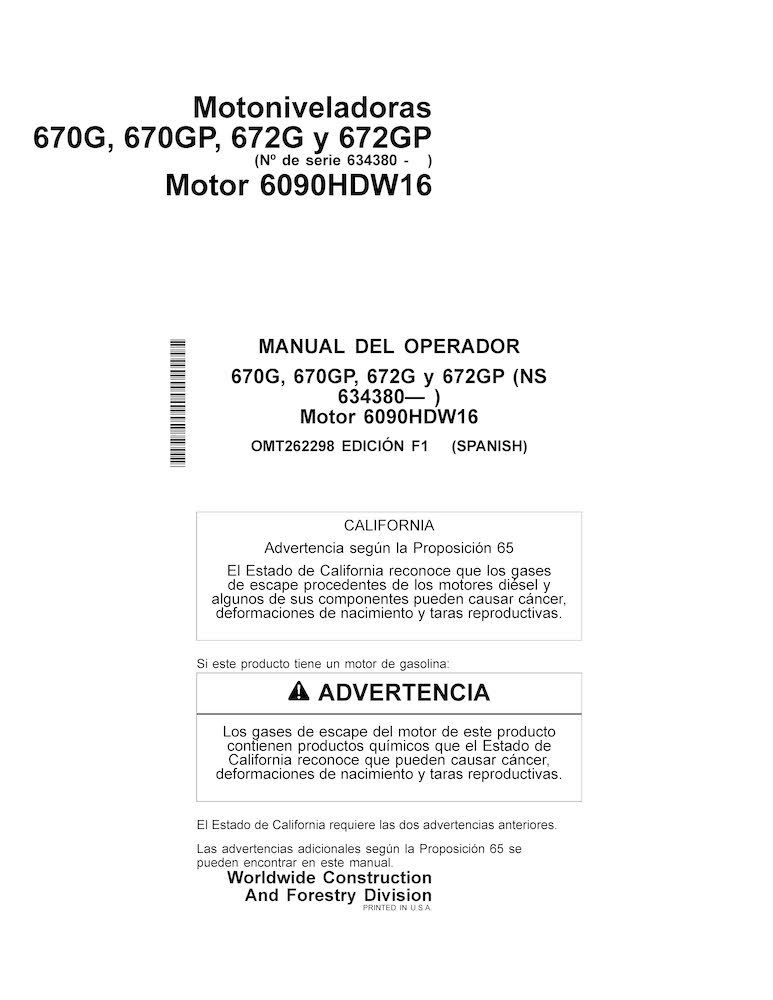 John Deere 670G, 670GP, 672G y 672GP motoniveladoras pdf manual del ...
