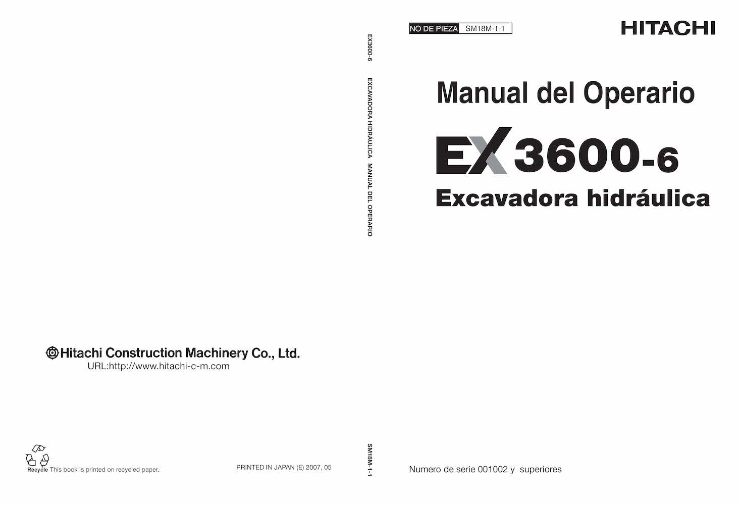 Hitachi EX 3600-6 hydraulic excavator pdf operator's manual ES