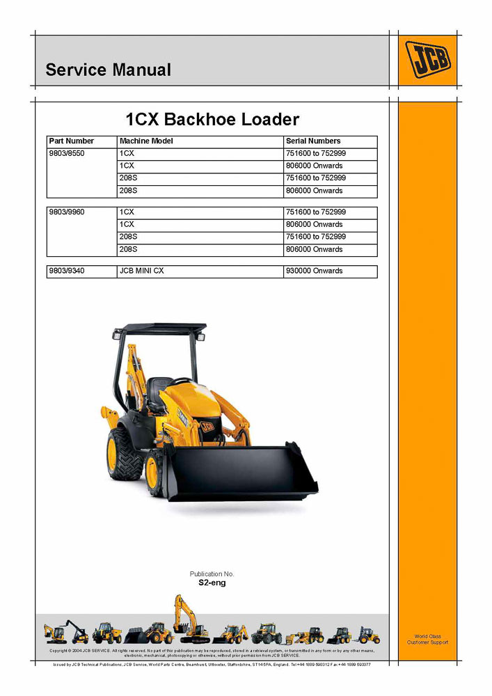 Manual de servicio de la retroexcavadora Jcb mini CX