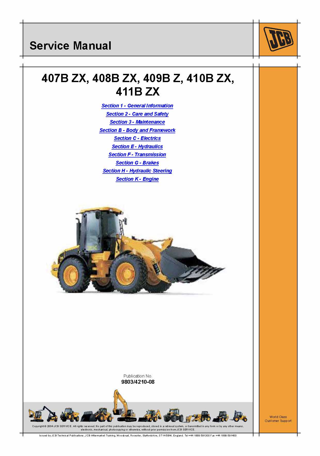 Jcb 407B ZX - 408B ZX - 409B Z - 410B ZX - 411B ZX wheel loader service ...