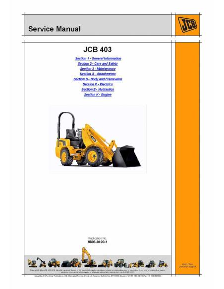 Manuel d'entretien du chargeur sur pneus JCB 403 Manuel d'entretien du chargeur sur pneus JCB 403