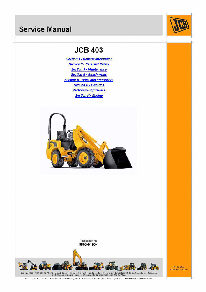 Manual de serviço da carregadeira de rodas Jcb 403
