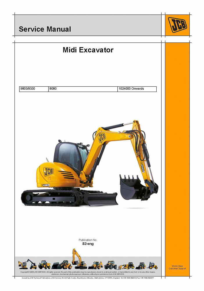 Manual de servicio de la miniexcavadora jcb 8080