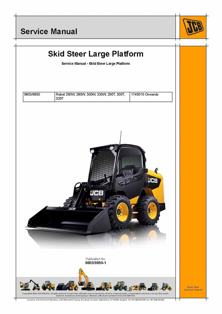 Jcb Robot 260W, 280W, 300W, 330W, 260T, 300T, 320T skid loader manual ...