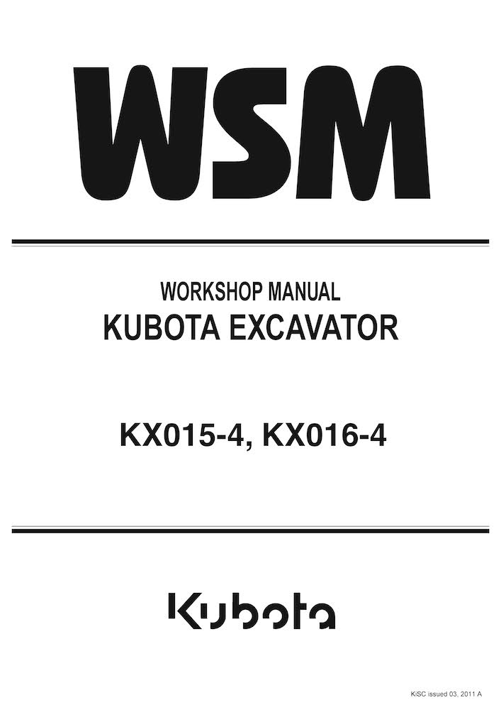 Kubota KX015-4, KX016-4 excavadora pdf manual de taller