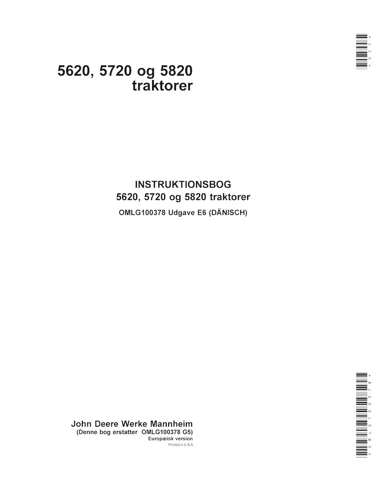 John Deere 5620, 5720, 5820 tractor pdf operator's manual DA