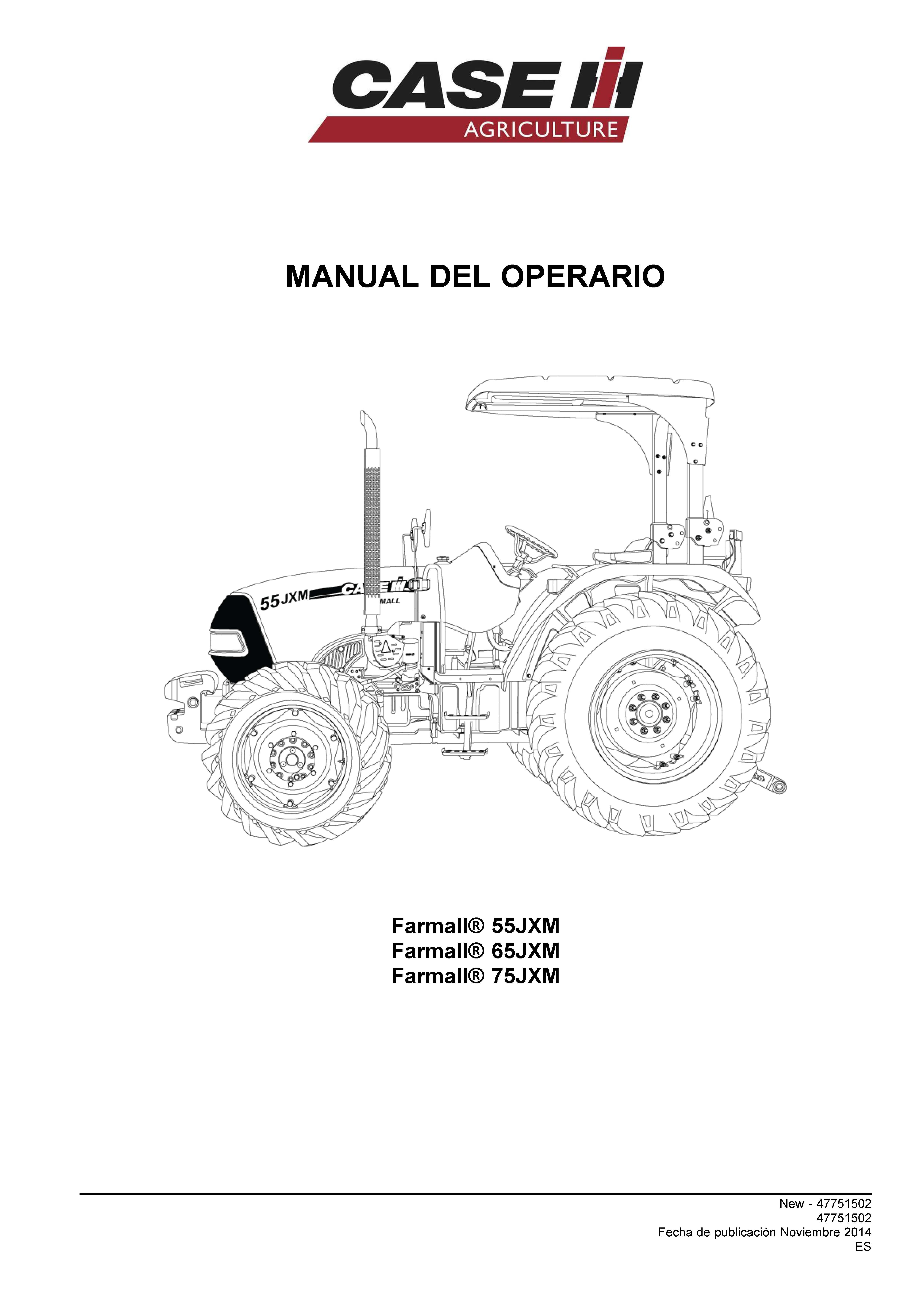 Case IH Farmall 55JXM, 65JXM, 75JXM tractor pdf manual del operador ES