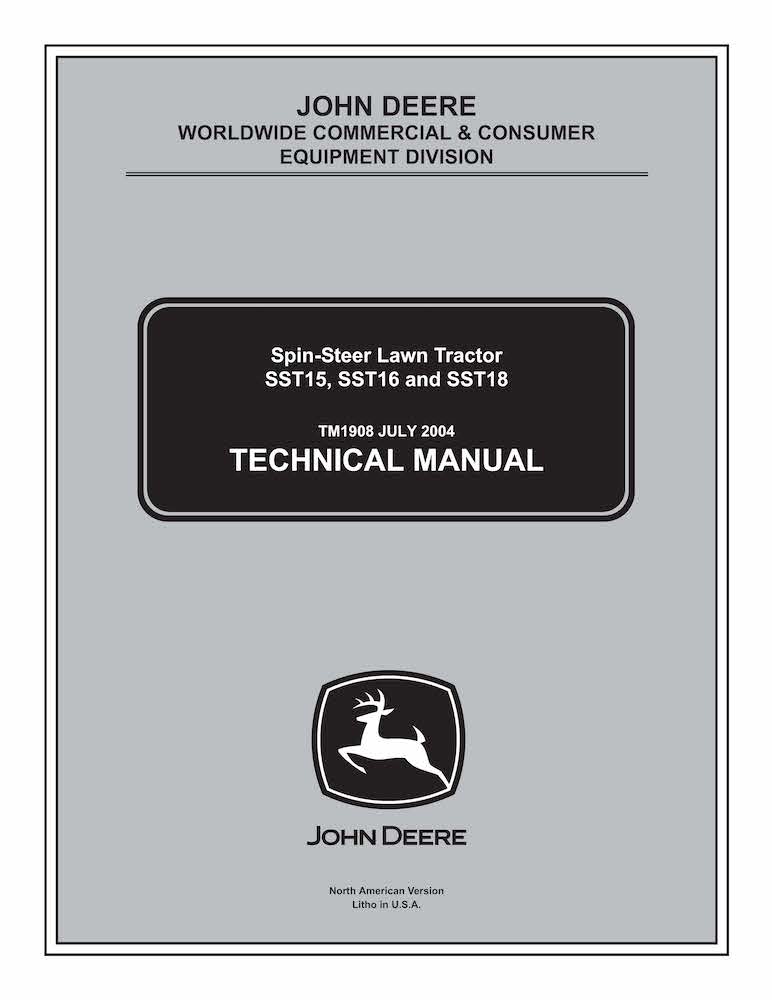 John Deere SST18, SST16, SST15 lawn tractor pdf technical manual - all ...