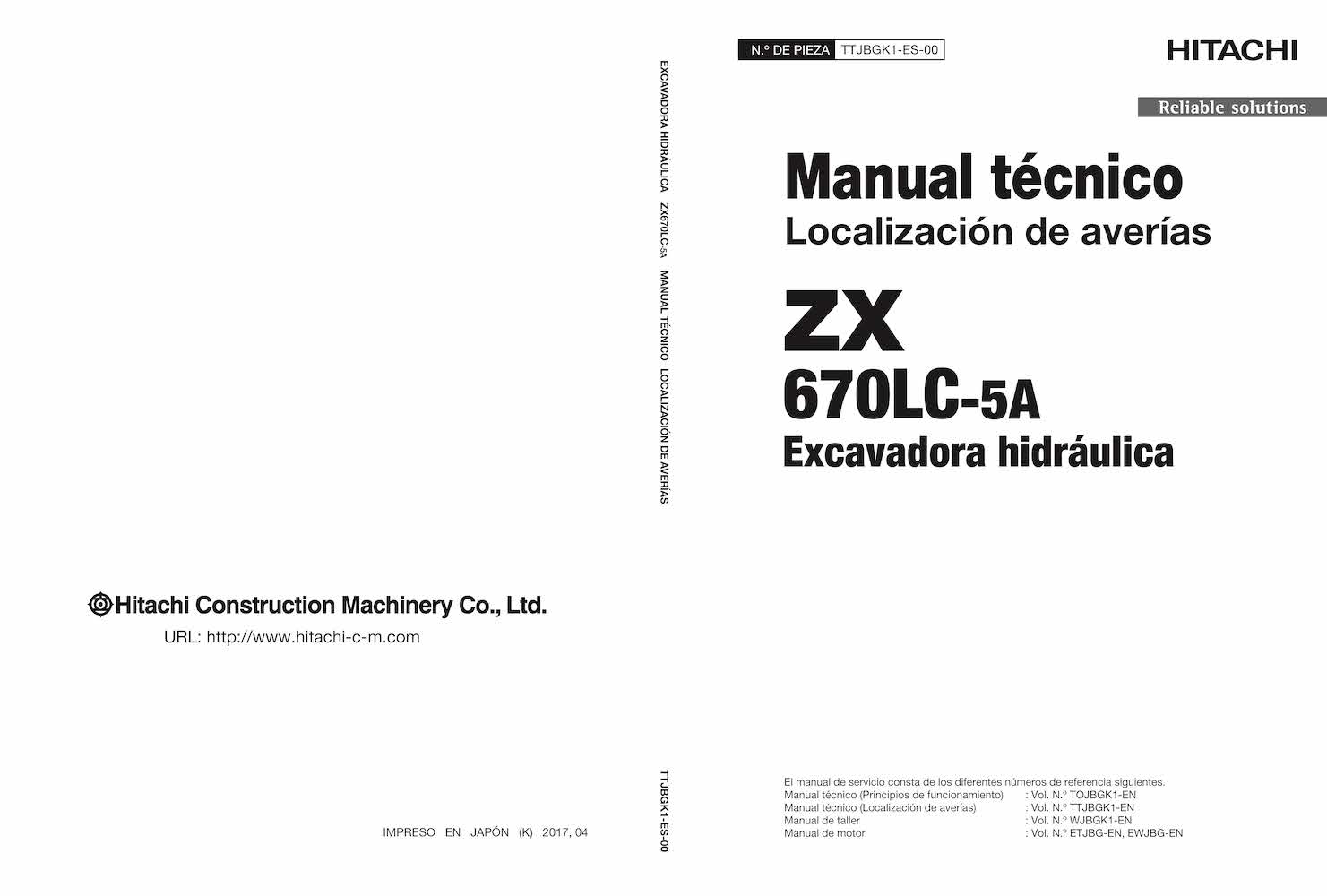 Hitachi 670LC-5A excavator pdf troubleshooting technical manual ES