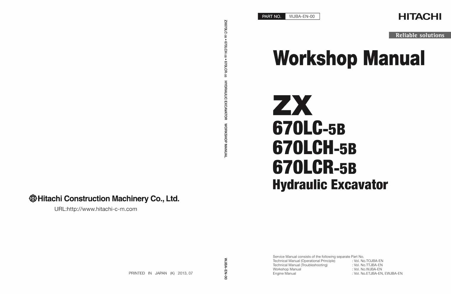 Hitachi 670LC-5B, 670LCH-5B, 670LCR-5B excavator pdf workshop service ...