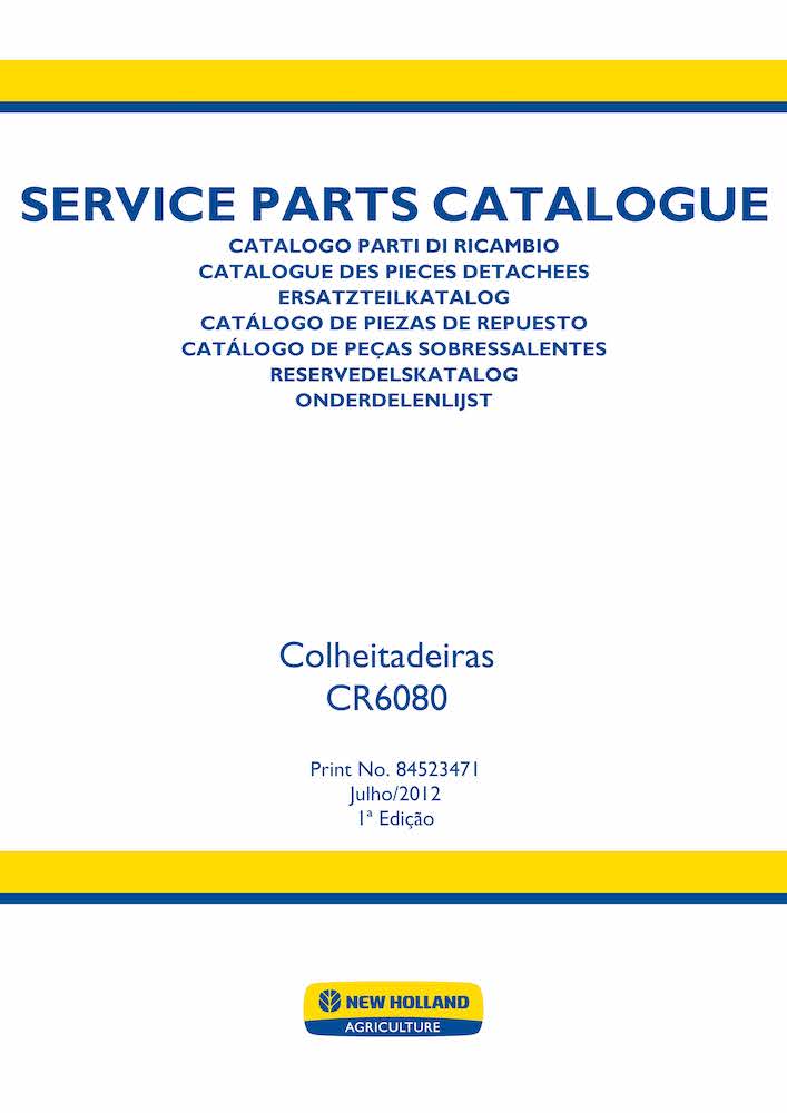 New Holland CR6080 combine pdf parts catalog PT