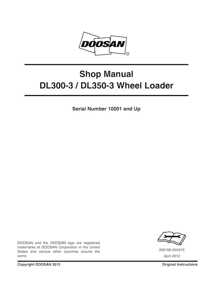 Doosan DL300-3, DL350-3 wheel loader shop manual