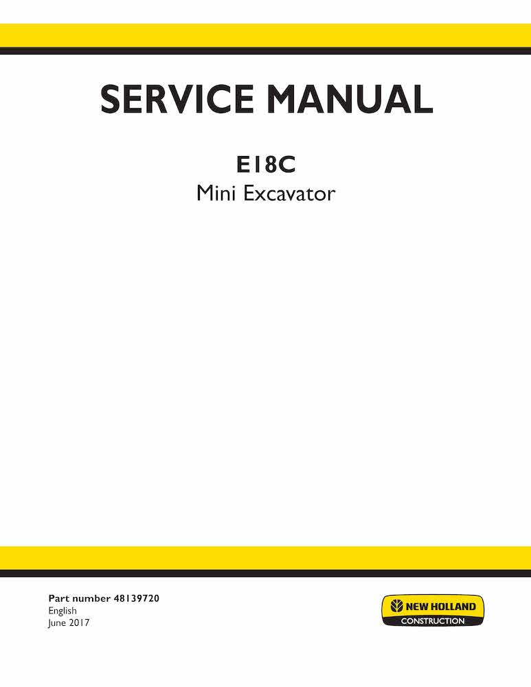 Manual de servicio en pdf de la miniexcavadora New Holland E18C