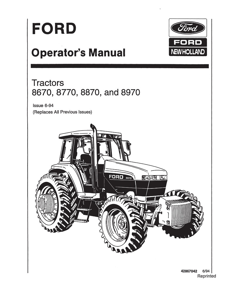 New Holland 8670, 8770, 8870, 8970 manual del operador del tractor
