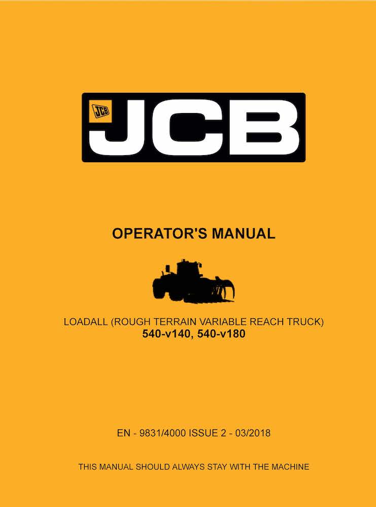 JCB 540-v140, 540-v180 loadall pdf operator's manual