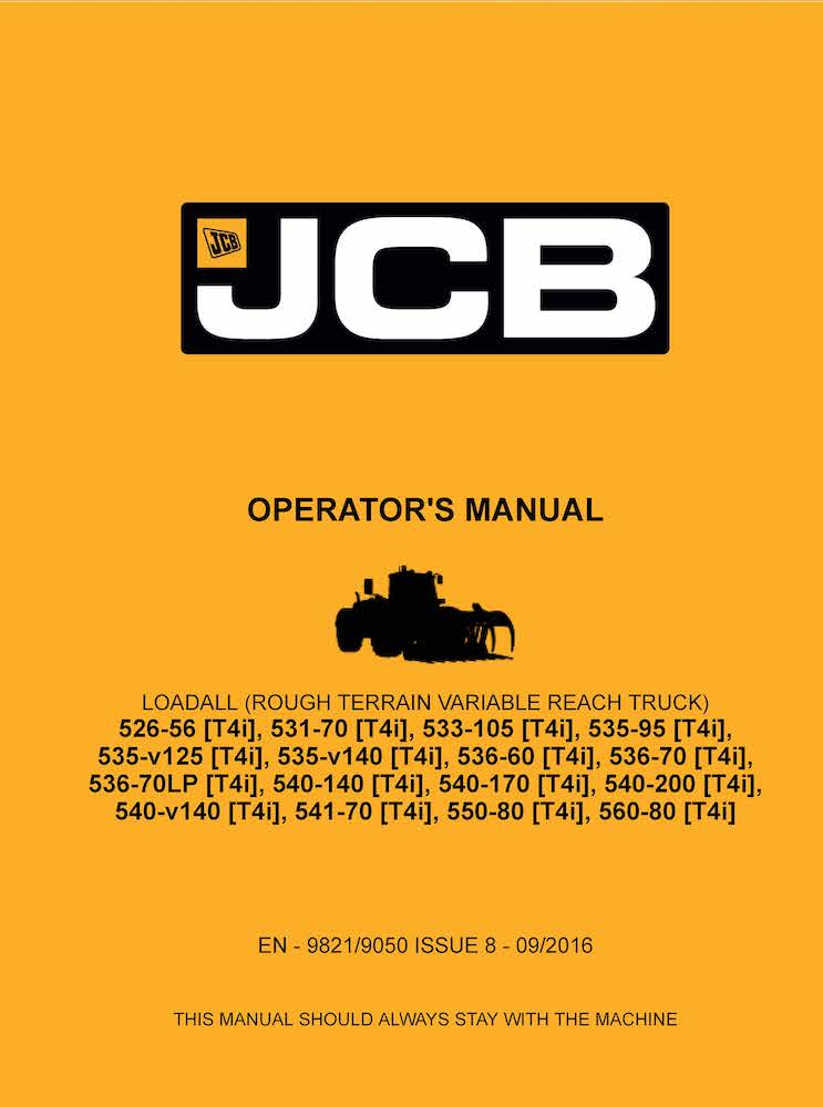 JCB 526, 531, 533, 535, 536, 540, 541, 550, 560 loadall manual do operador em pdf
