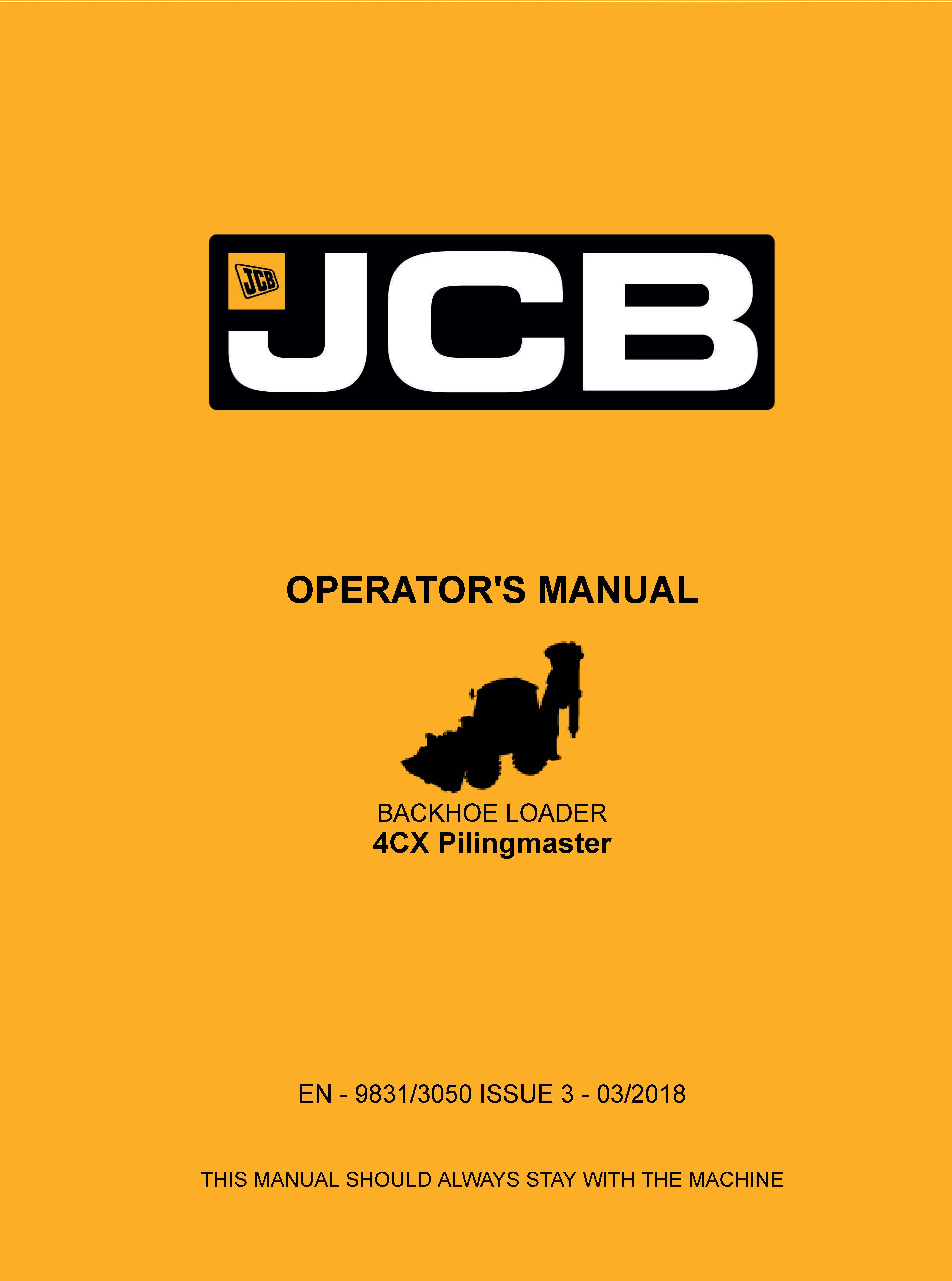 JCB 4CX Pilingmaster backhoe loader pdf operator's manual
