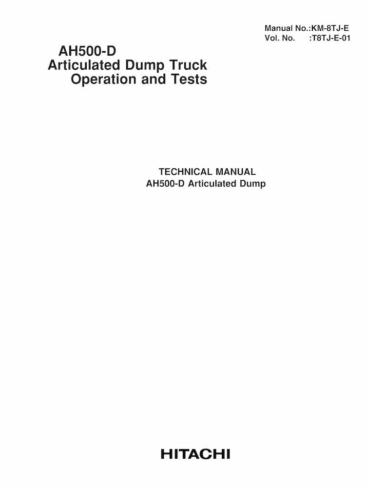 Hitachi AH500-D articulated truck pdf operation and test technical manual
