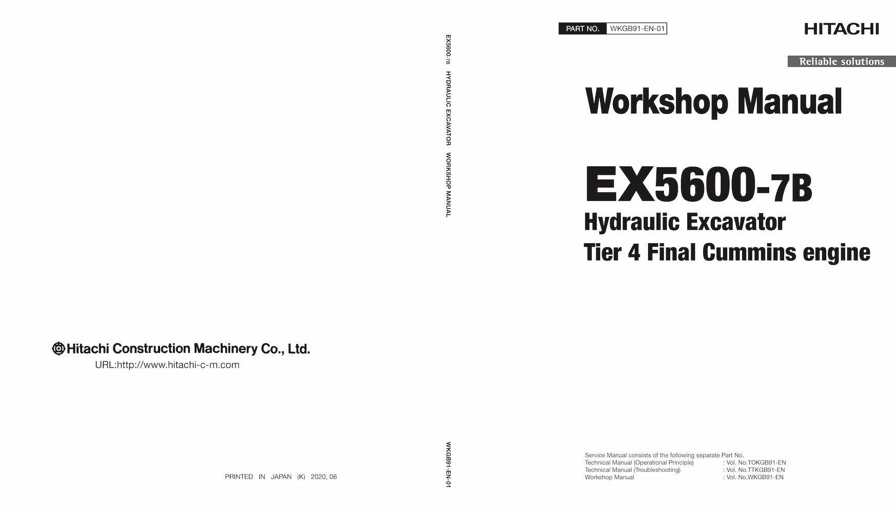 Hitachi EX5600-7B excavator pdf workshop service manual