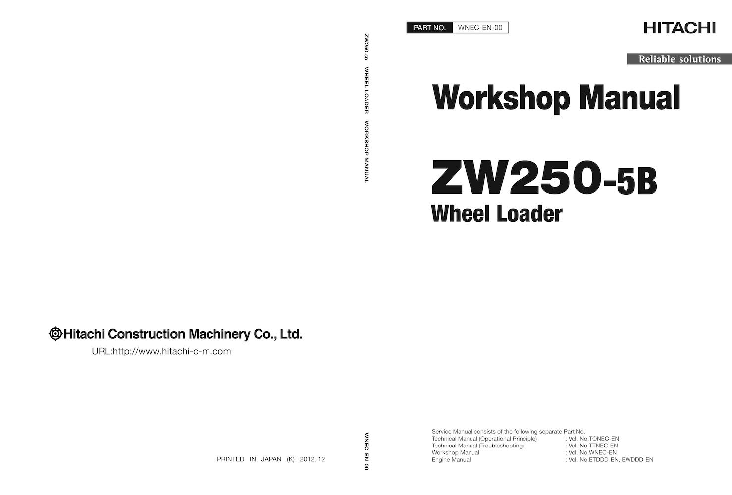 Manual de oficina em pdf da carregadeira de rodas Hitachi ZW250-5B