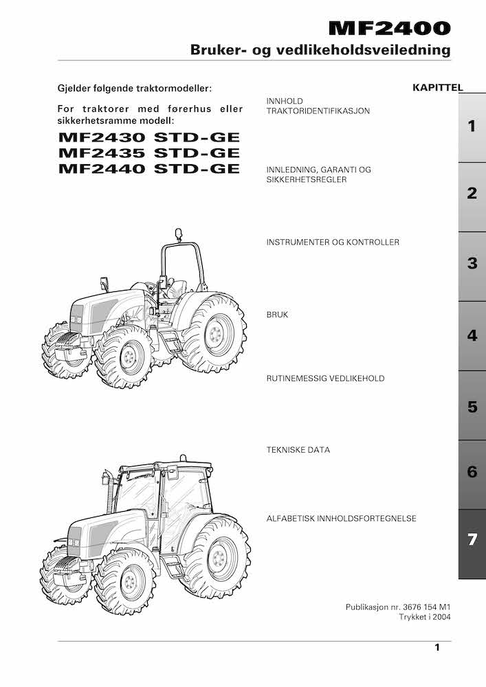 Manual de operação e manutenção do trator Massey Ferguson 2430, 2435 ... Manual de operação e manutenção do trator Massey Ferguson 2430, 2435 ...