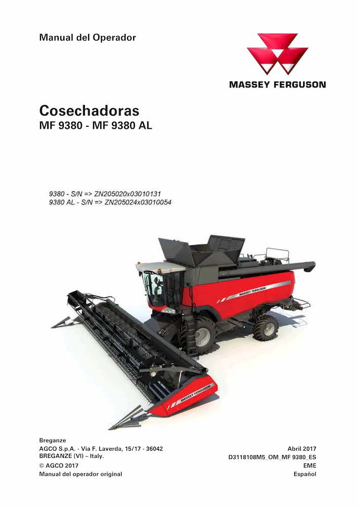 Massey Ferguson 9380, 9380 AL combina manual do operador em pdf ES