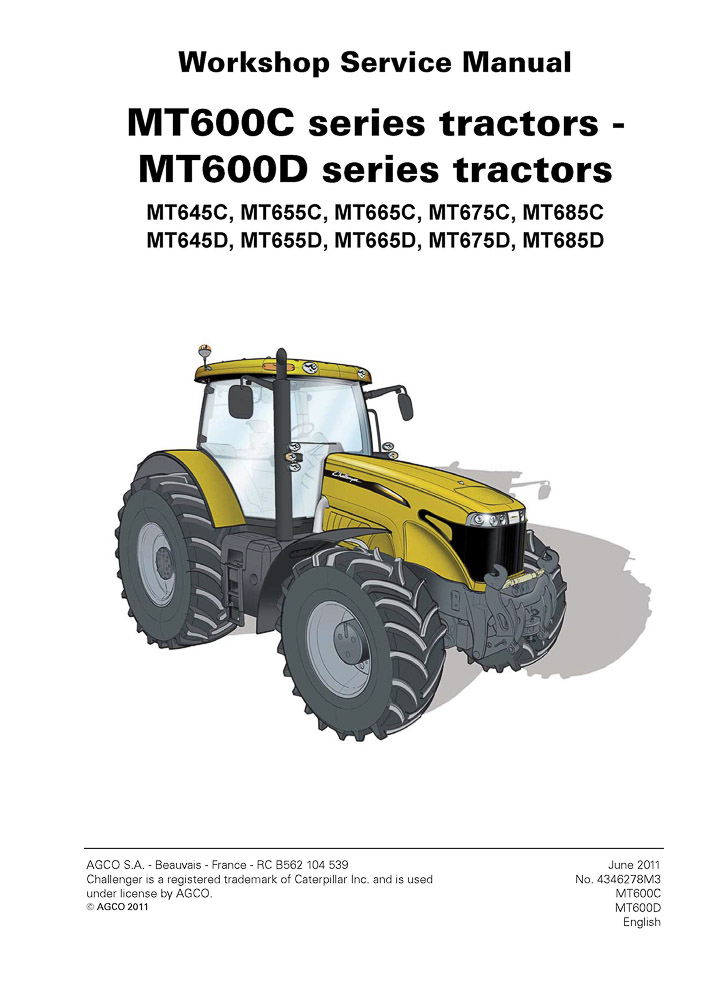 Challenger MT600C -MT600D Series tractor workshop service manual