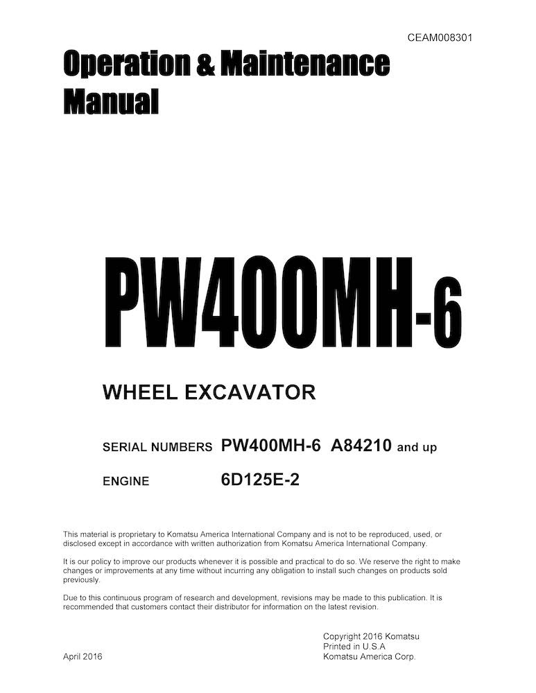 Manual de operação e manutenção em pdf da escavadeira de rodas Komatsu ... Manual de operação e manutenção em pdf da escavadeira de rodas Komatsu ...
