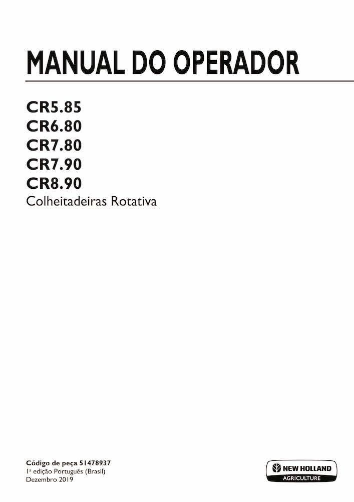 New Holland CR5.85, CR6.80, CR6.90, CR7.90, CR8 combinan el manual del operador en pdf PT
