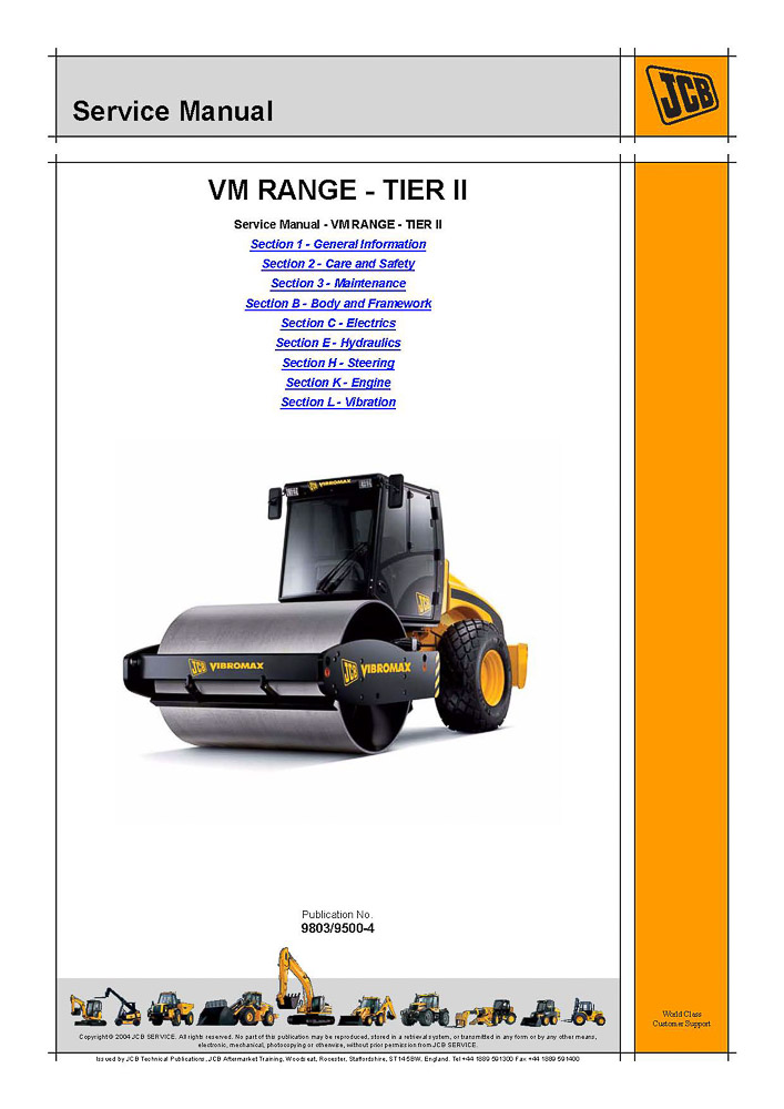 Jcb VM RANGE - Manual de serviço do compactador de solo TIER II