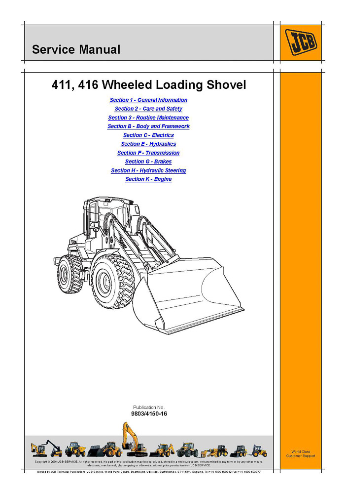 Jcb 411, 416 wheel loader service manual