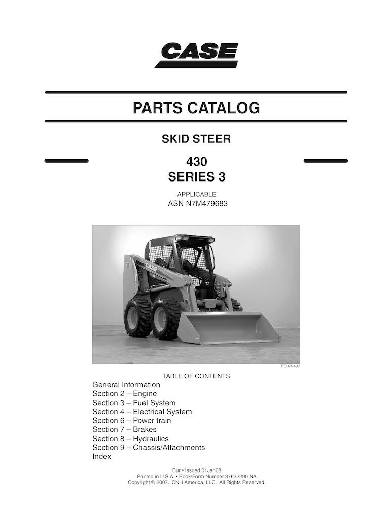 Case 430 Series 3 skid loader pdf parts catalog