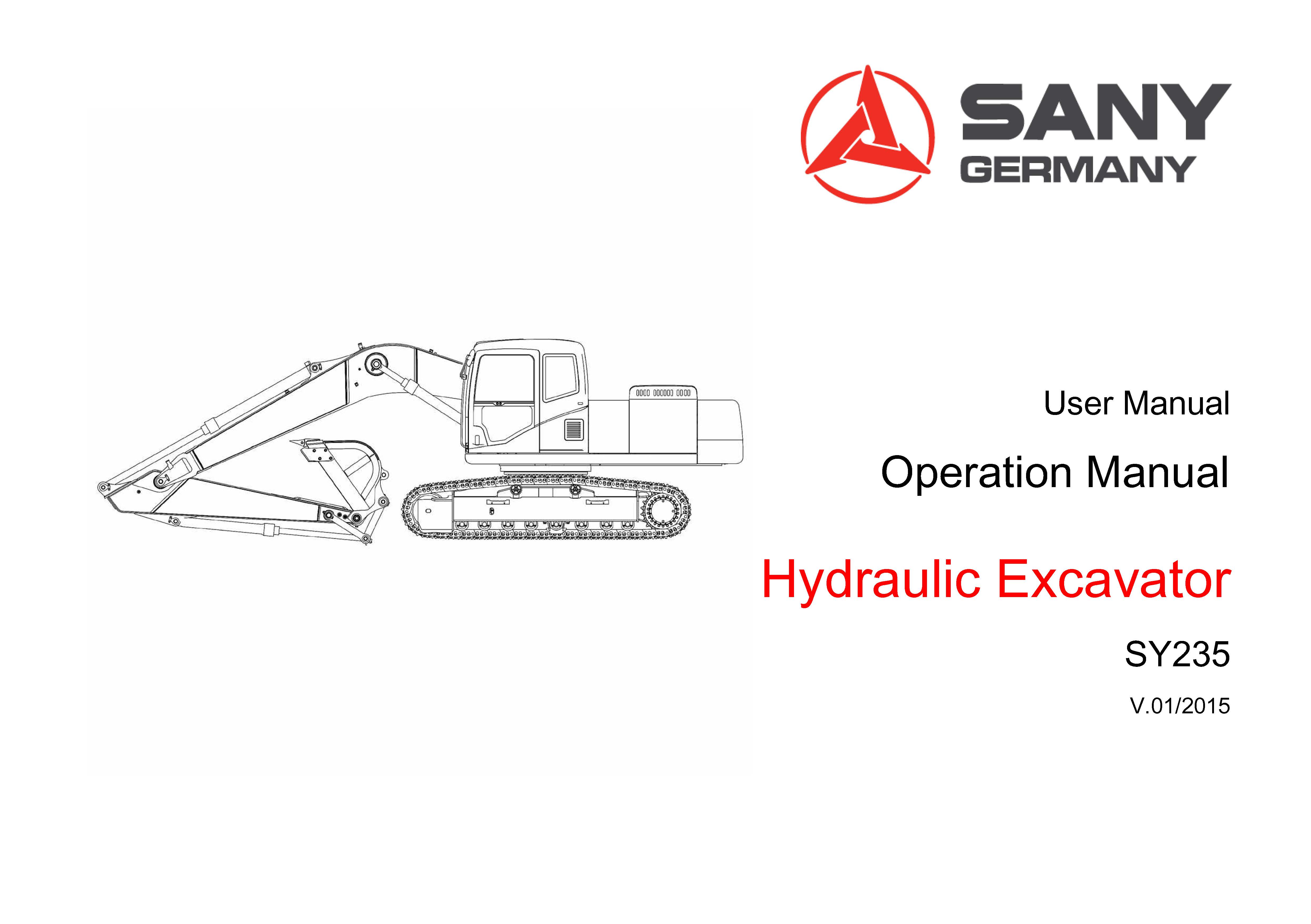 Sany SY235 excavator pdf operation and maintenance manual