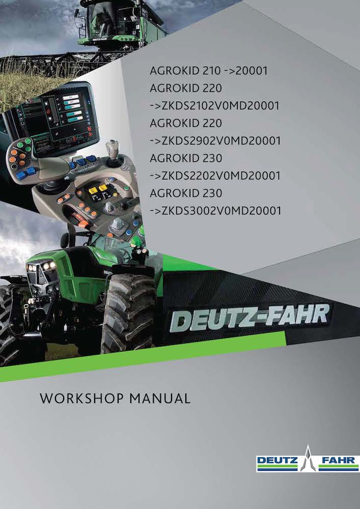 Deutz Fahr AGROKID 210, 220, 230 tractor pdf workshop manual