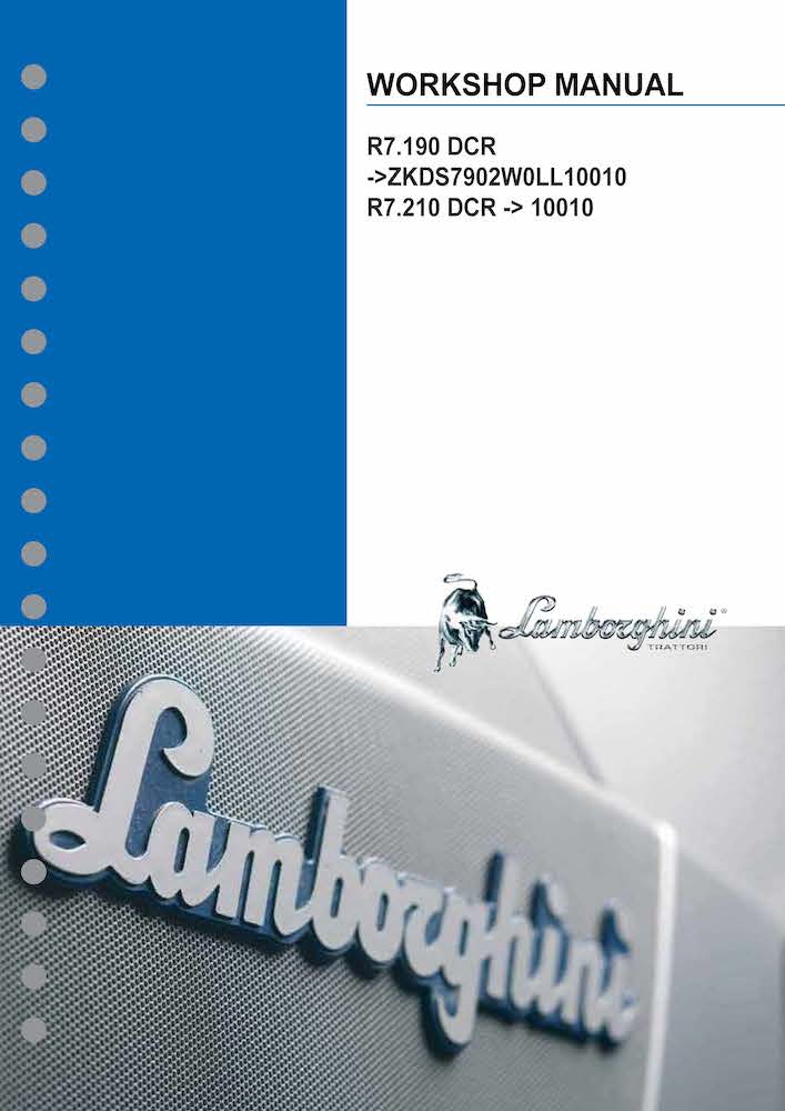 Manual de oficina em pdf do trator Lamborghini R7.190, R7.210 DCR