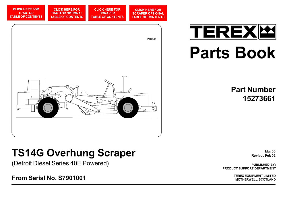 Terex TS14G scraper parts book