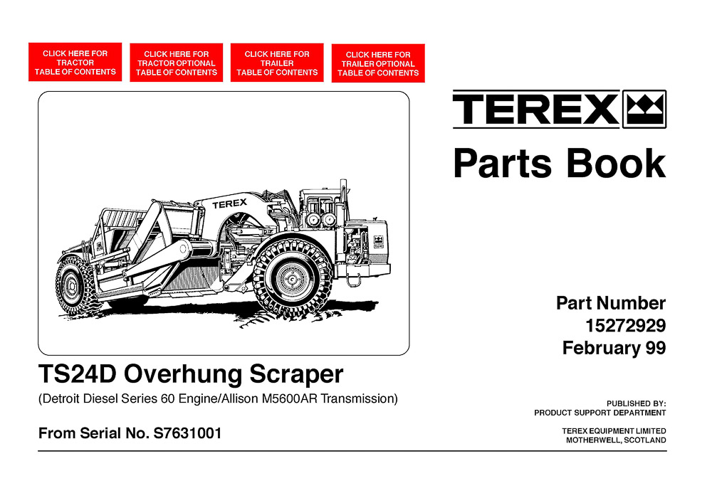 Terex TS24D scraper parts book