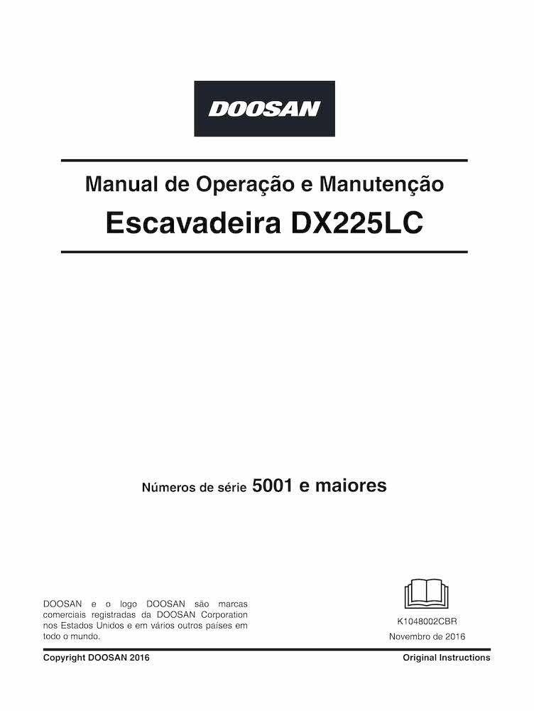 Doosan DX225LC excavator pdf operation and maintenance manual PT