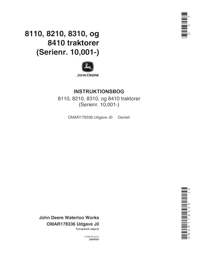 John Deere 8110, 8210, 8310, 8410 tractor pdf operator's manual DA