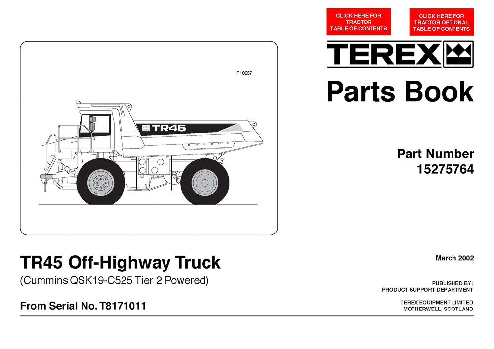 Terex TR45 off-highway truck parts book