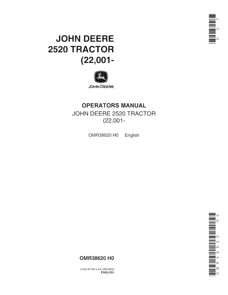 John Deere 2520 (SN 22001-106000) tractor pdf operator's manual