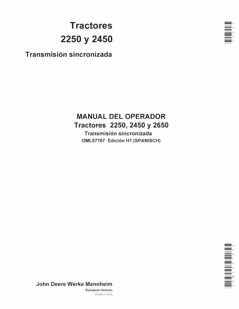 John Deere 2250, 2450 Synchronized Transmission tractor pdf operator's ...