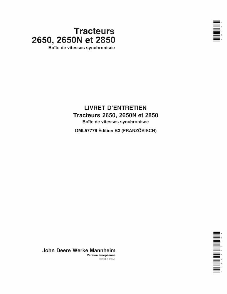 John Deere 2650, 2650N, 2850 Synchronized Transmission tractor pdf ...