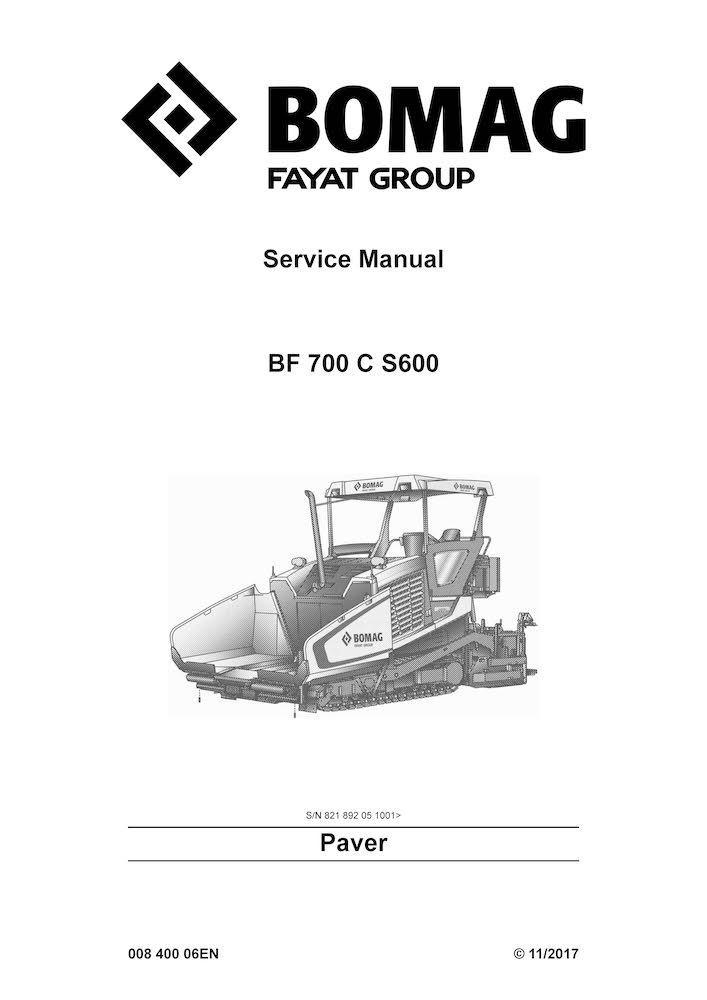 BOMAG BF700 C S600 tracked paver pdf service manual