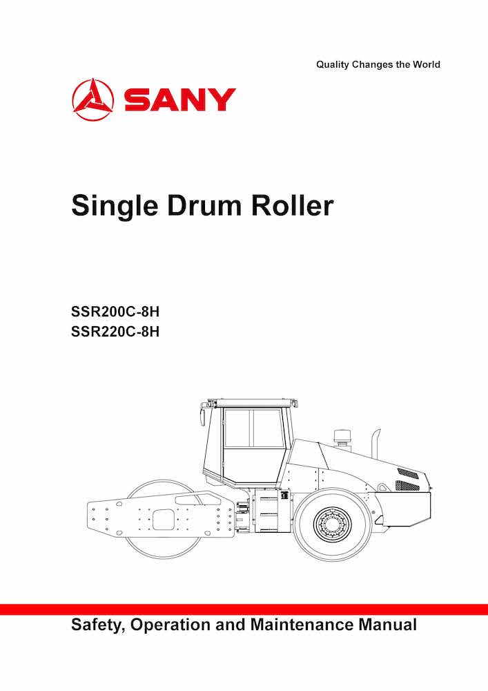 Sany SSR200C-8H, SSR220C-8H single drum roller pdf operation and ...