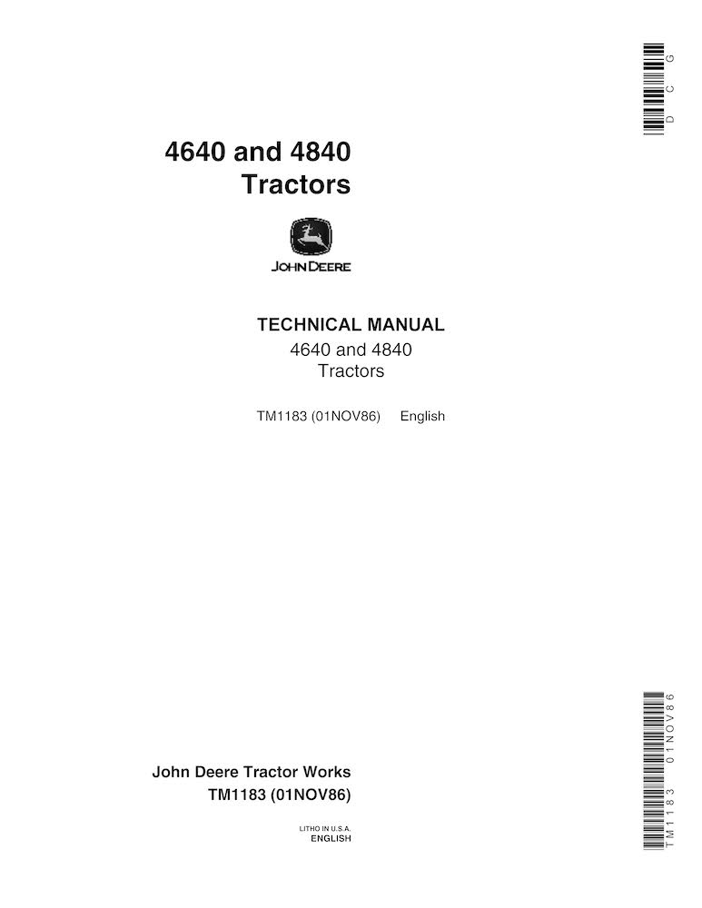 Manual técnico em pdf do trator John Deere 4640, 4680